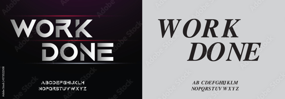Vecteur Stock Work Done, Modern Sport Fonts. Typeface Tech style fonts ...