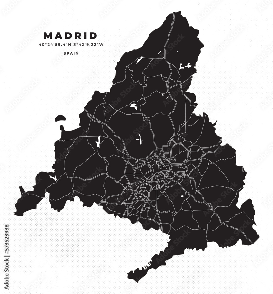 Community of Madrid area map vector poster flyer Stock Vector | Adobe Stock