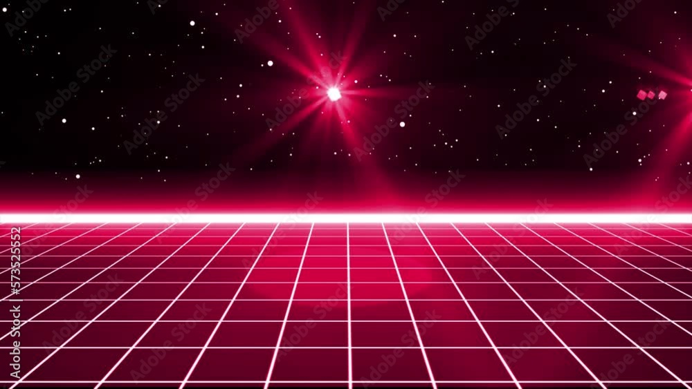 Si-fi Retro Background, Red Grid Effect Retro Background With Bright ...