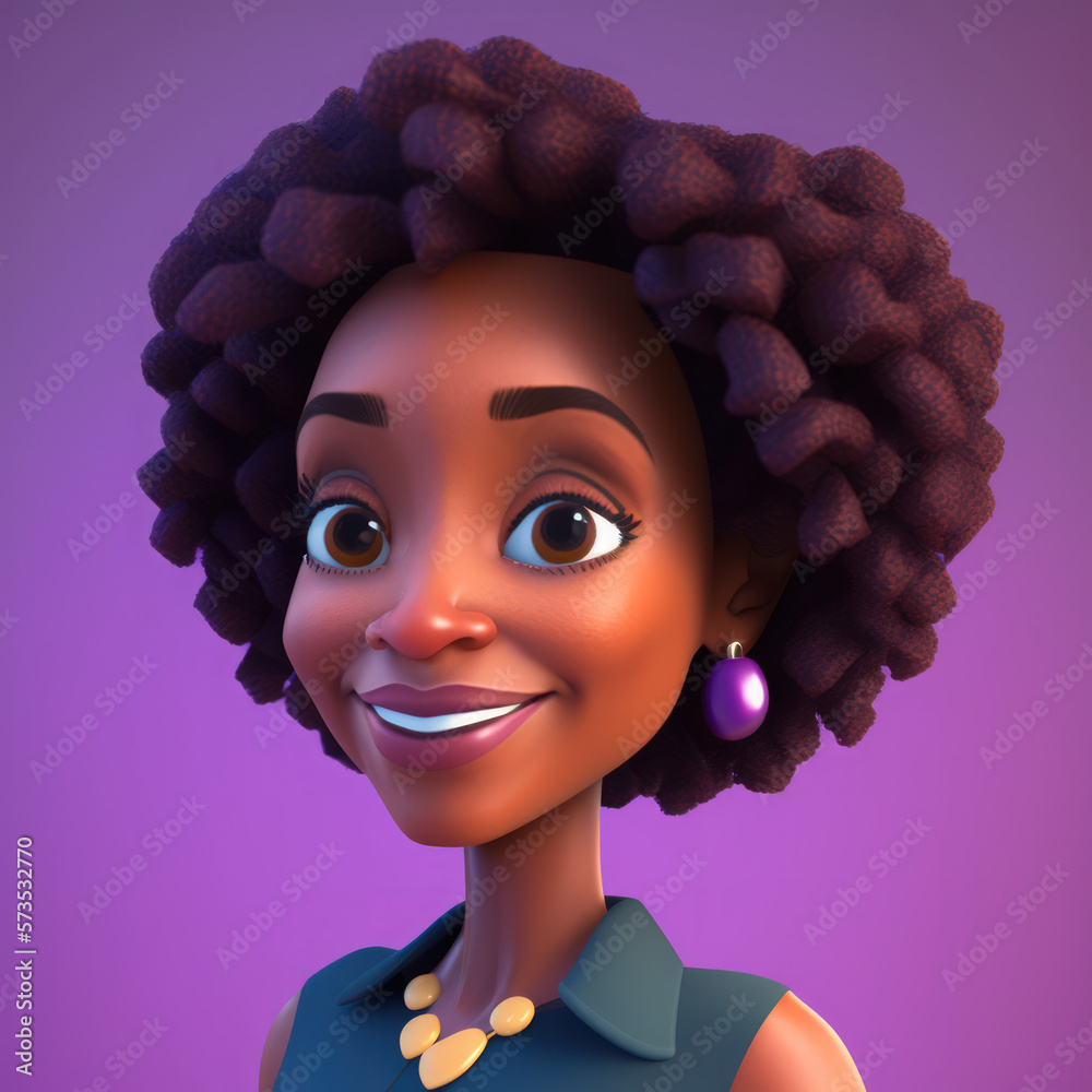 Cartoon Close up Portrait of Smiling Biracial Optimistic Middle-Aged ...