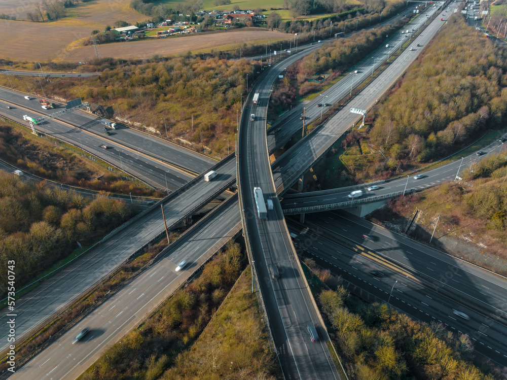 UK Highways M25 and M1 Motorways Interchange Aerial View Stock Photo ...