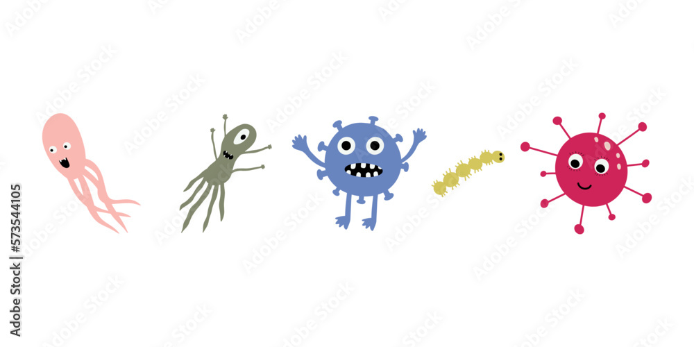 Cute Microorganism isolated on white background. Infectious germ ...
