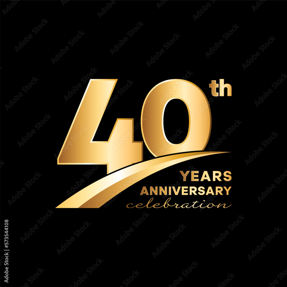 40th Anniversary. Anniversary logo design with golden number and text ...