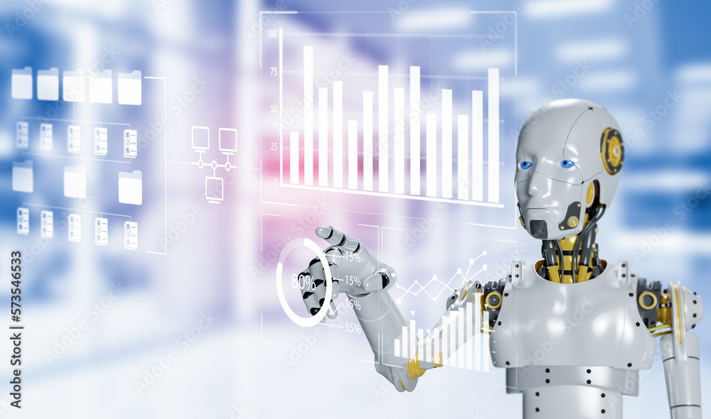 Robot working with digital display, Internet connection controlled by ...