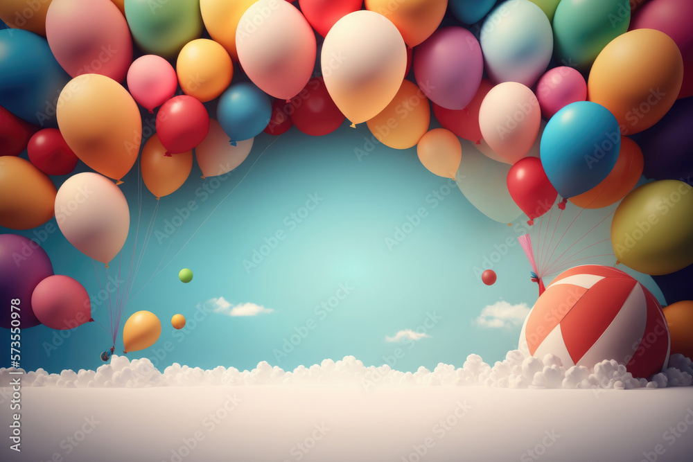 Birthday background with balloons. Illustration AI Generative Stock ...