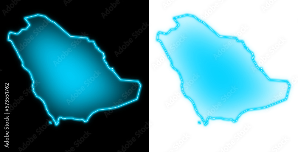 saudi arabia map blue glow futuristic transparent background Stock ...