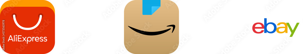 Aliexpress, Ebay, Amazon - popular neomorphic online store logos ...