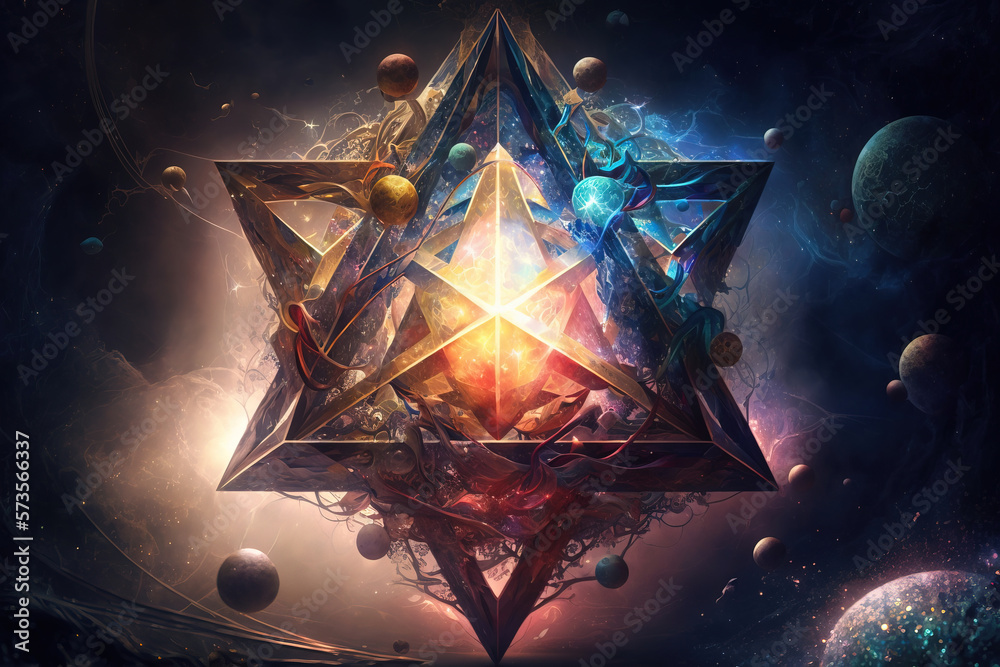 Spiritual sacred geometry, mercaba Ai generative illusration Stock ...
