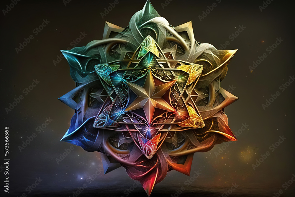 Spiritual sacred geometry, mercaba Ai generative illusration Stock ...