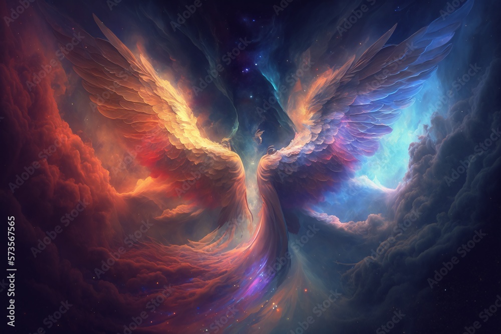 "Enchanted Angel Wings Banner". Generative AI. Stock Illustration ...