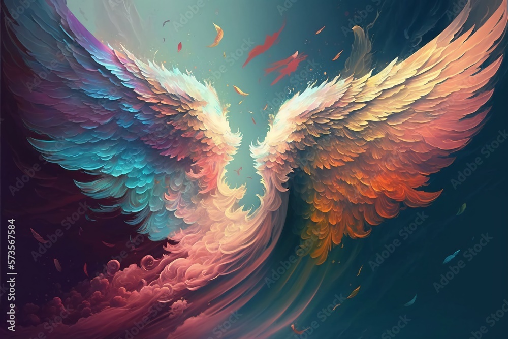 "Enchanted Angel Wings Banner". Generative AI. Stock Illustration ...