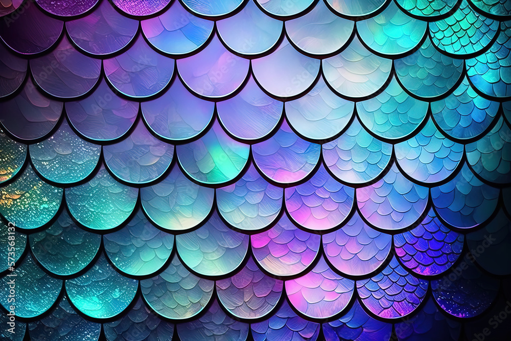 Holographic mermaid scales background. Neon light trendy design. Ai ...