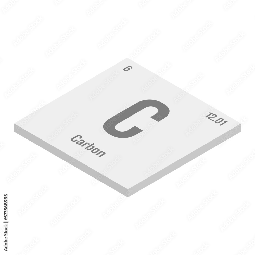 Carbon, C, gray 3D isometric illustration of periodic table element ... Carbon, C, gray 3D isometric illustration of periodic table element ...