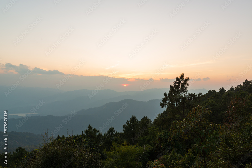 Beautiful landscape sunset seen from Kiewlom viewpoint, the highest ...