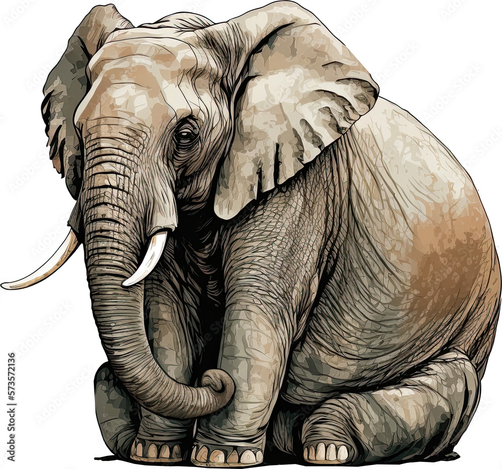 elephant sitting on transparent background Stock Illustration | Adobe Stock