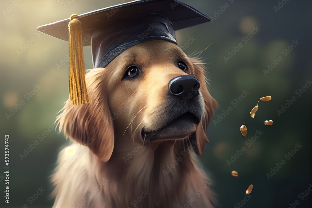 Cute Dog With A Graduation Cap. Graduation Concept. Generative AI Stock ...