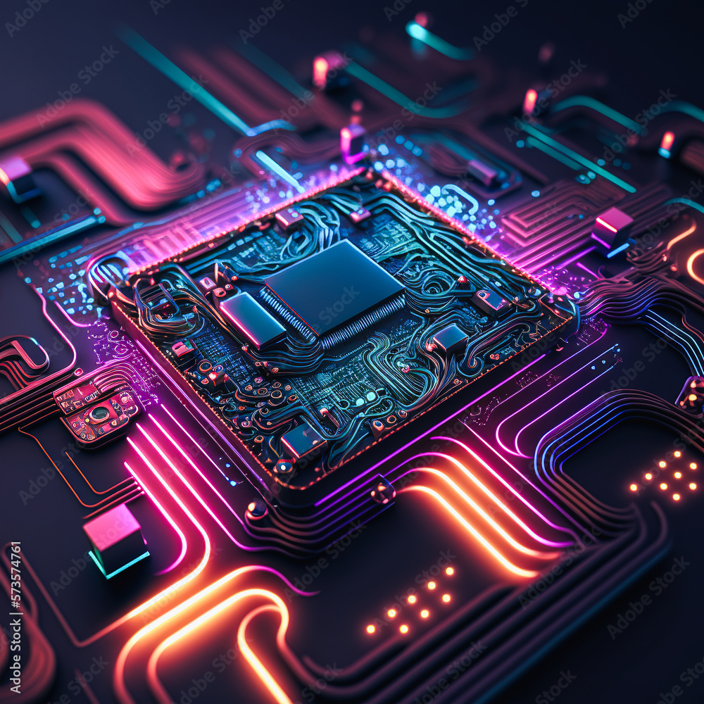 Generative AI illustration of futuristic chipset Stock Illustration ...