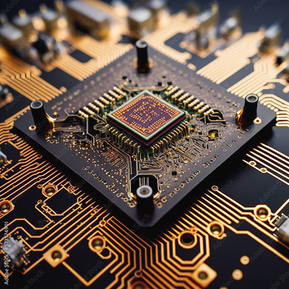 Generative AI illustration of realistic central processor unit Stock ...