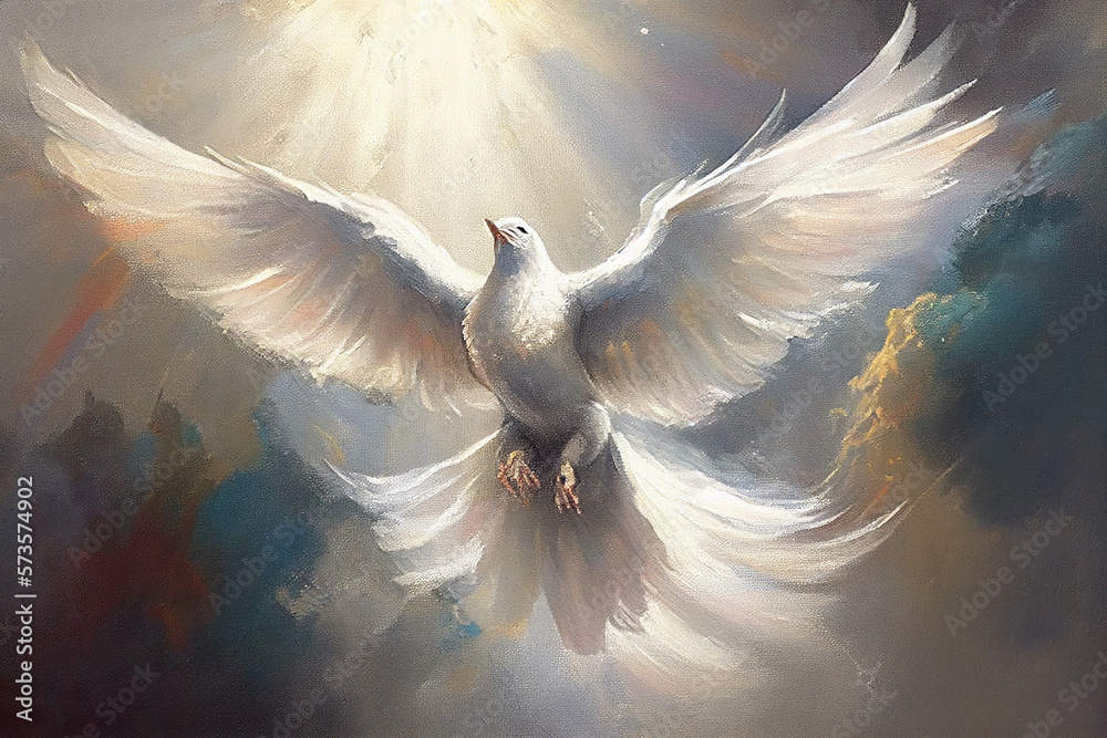 White dove flying painting - a symbol of peace and hope created with ...