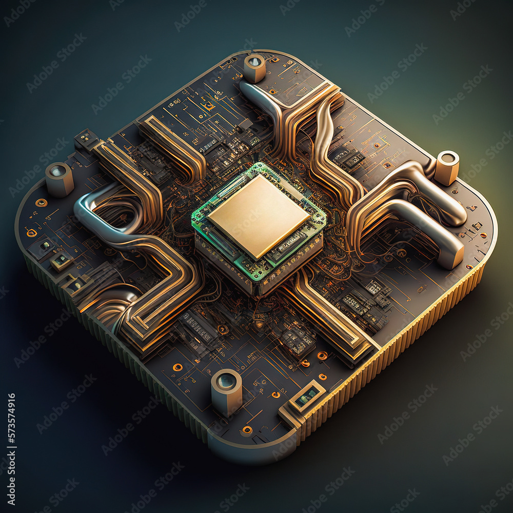 Generative AI illustration of realistic central processor unit Stock ...