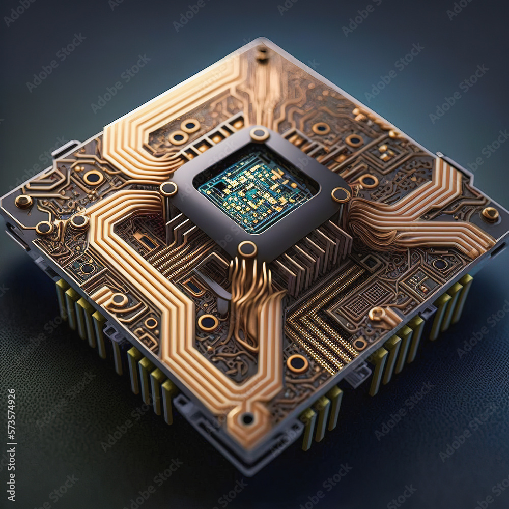 Generative AI illustration of realistic central processor unit Stock ...