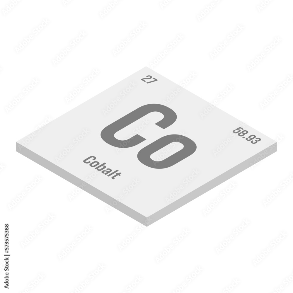 Chlorine, Cl, gray 3D isometric illustration of periodic table element ...