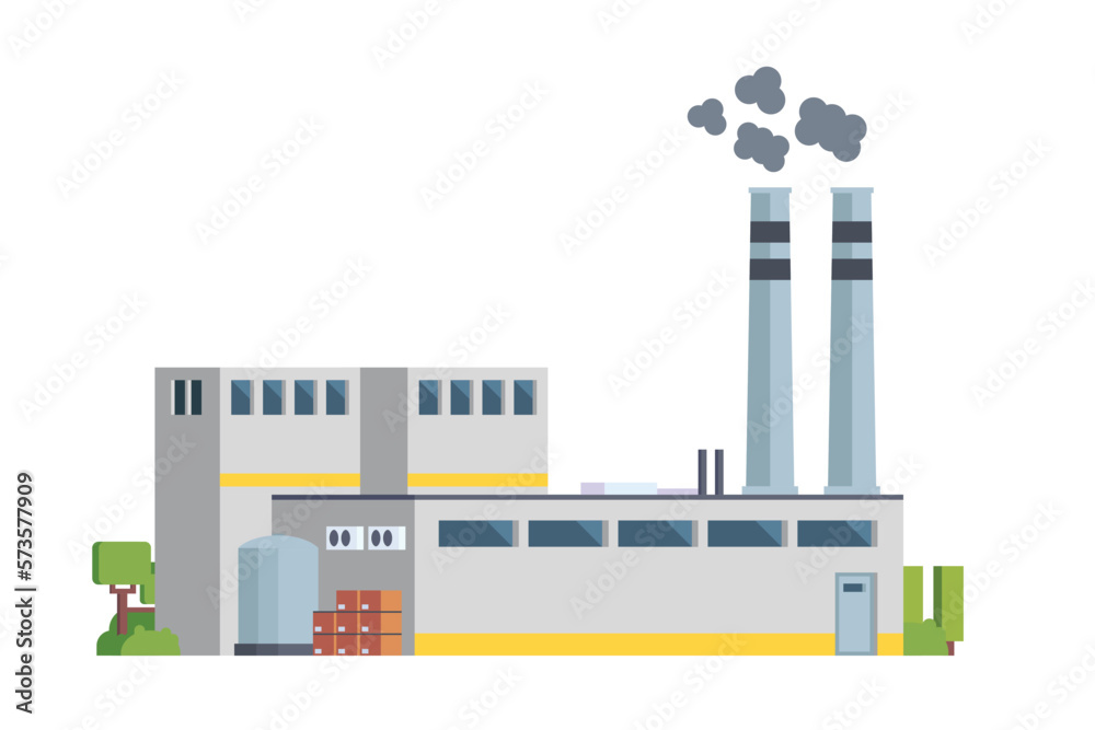 Vector element factory buildings flat design for city illustration ...