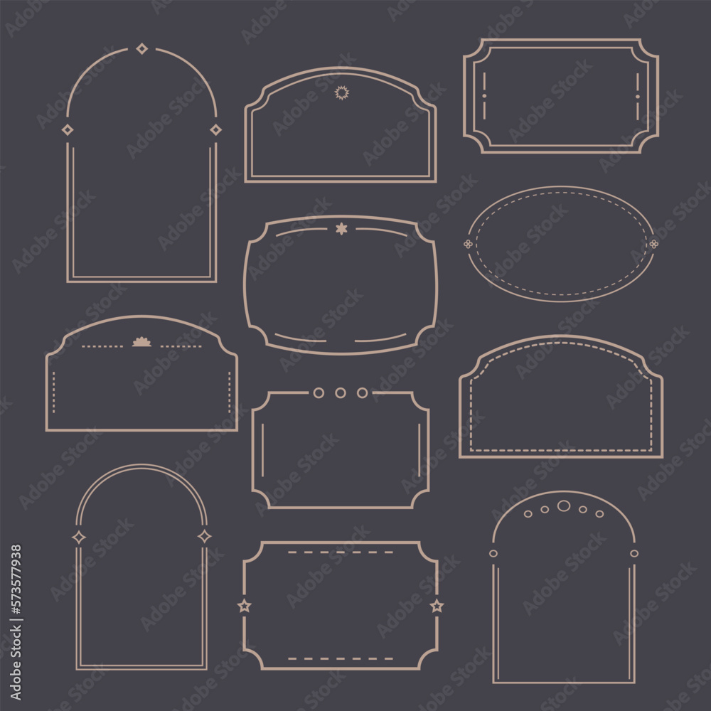 A large set of different, rectangular, oval, oriental style frames ...