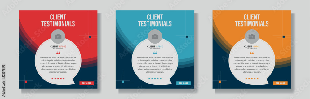 Minimalist client testimonials social media post design set. Customer ...