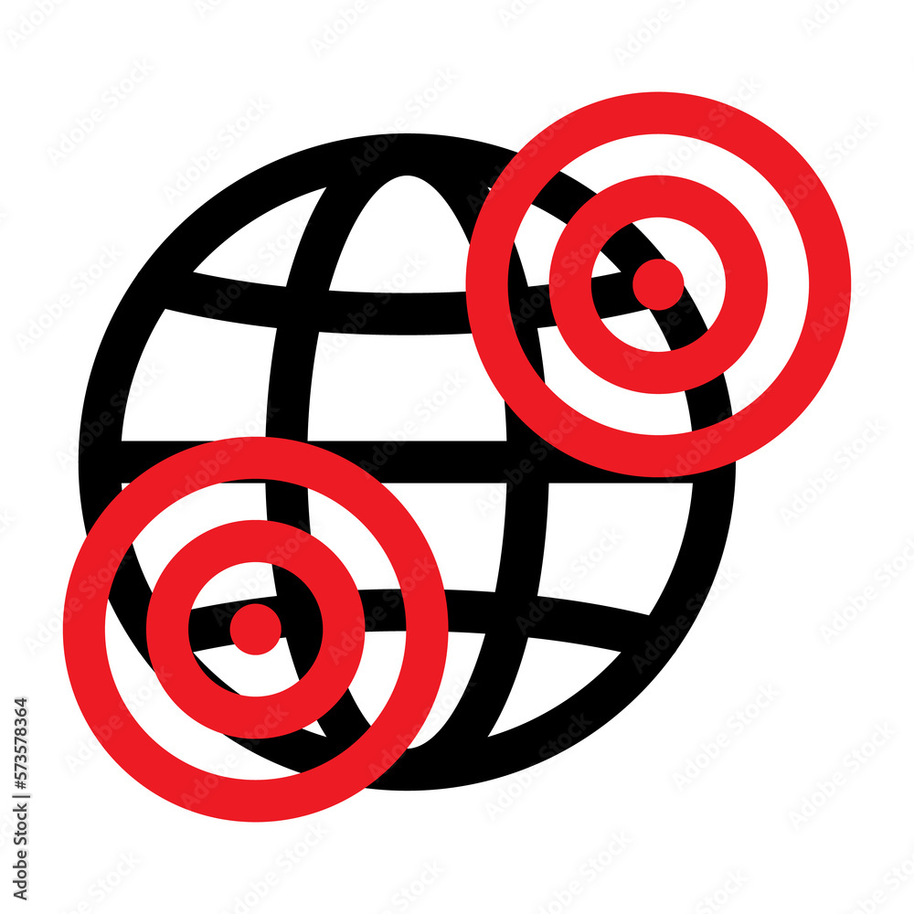 Earthquakes on planet earth icon. Seismic activity, the record of the ...