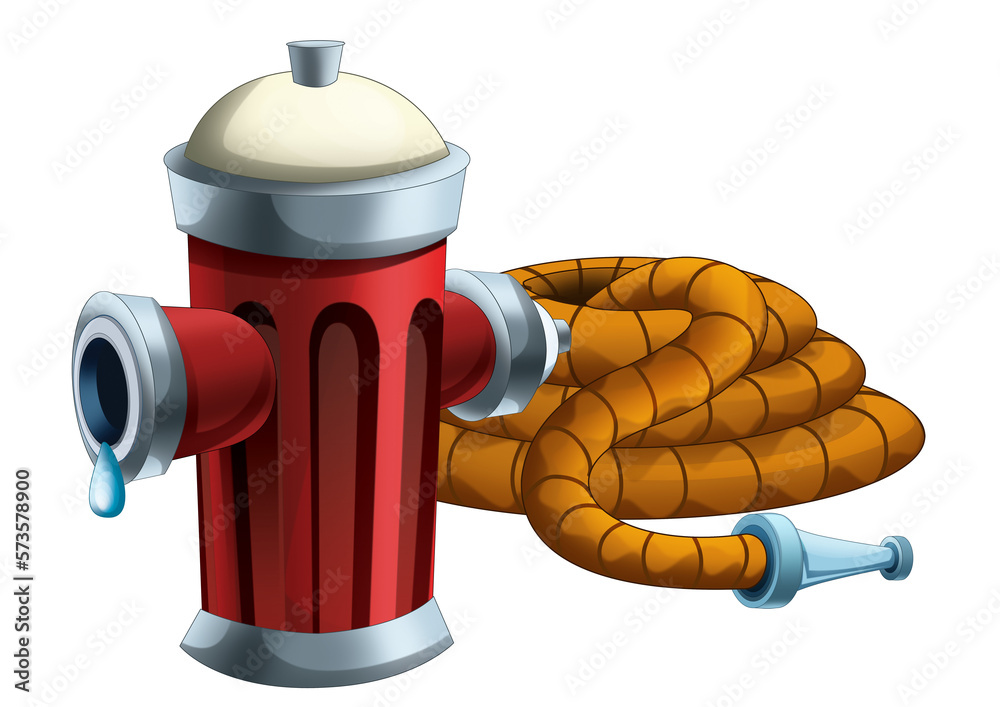 cartoon scene with street hydrantn with fireman hose isolated ...