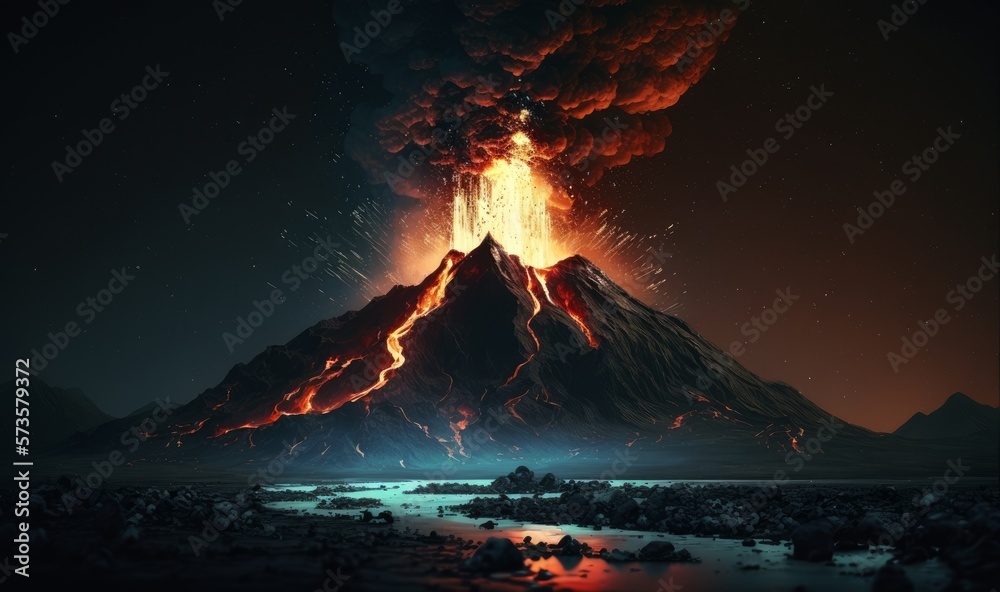 Experience the Breathtaking Power of a Volcanic Eruption. Generative ai ...