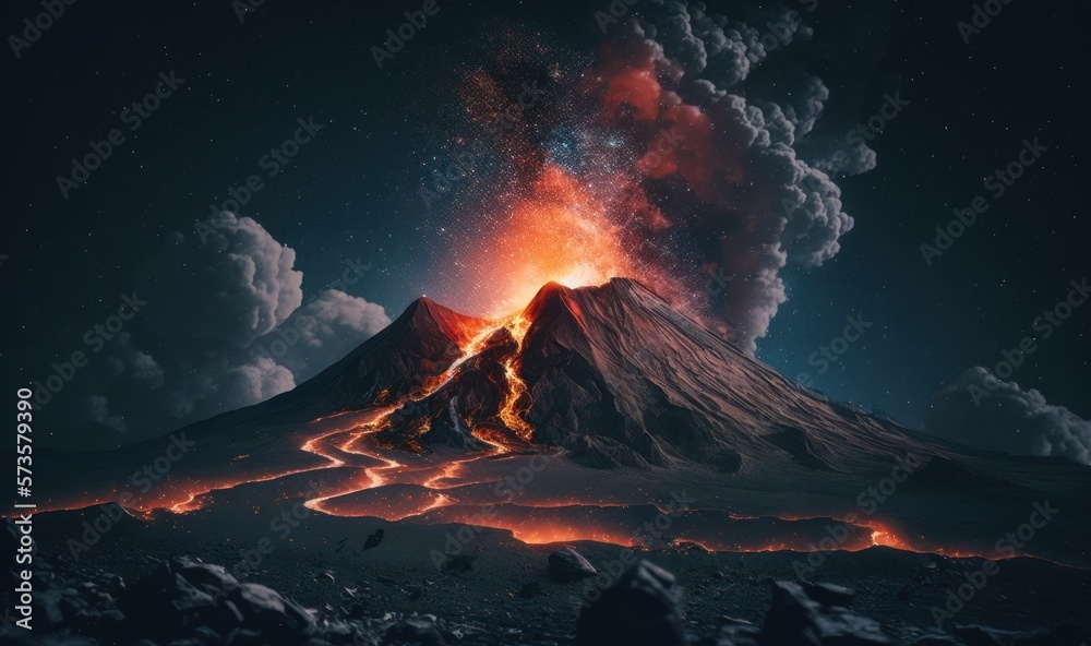 Experience the Breathtaking Power of a Volcanic Eruption. Generative ai ...