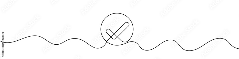 Continuous line drawing of check mark. Tick one line icon. One line ...