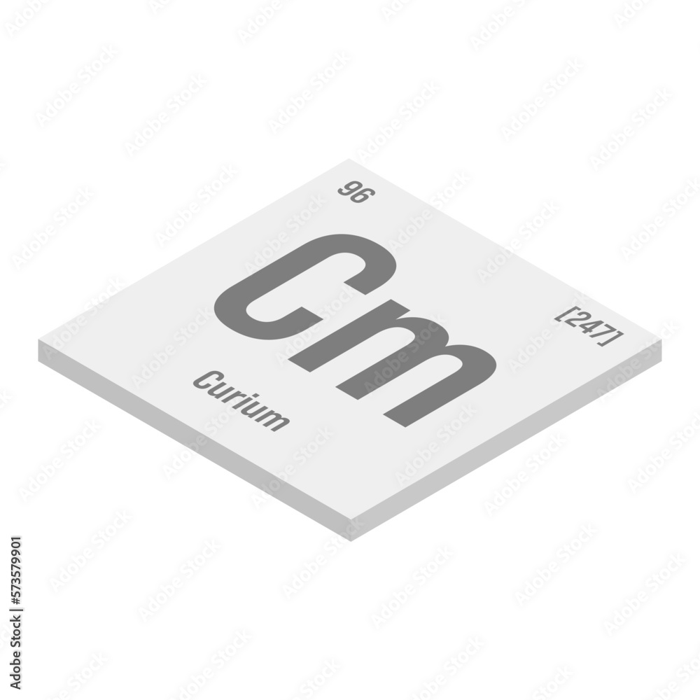 Copernicium, Cn, gray 3D isometric illustration of periodic table ...