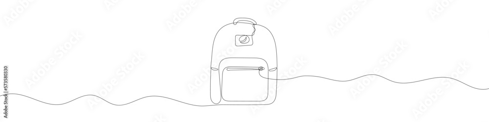 One continuous line drawing of backpack. Backpack in one linear drawing ...