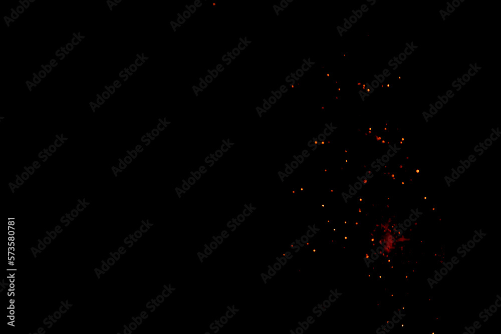 Fire particles on black background. Selecive focus. Great for overlay ...