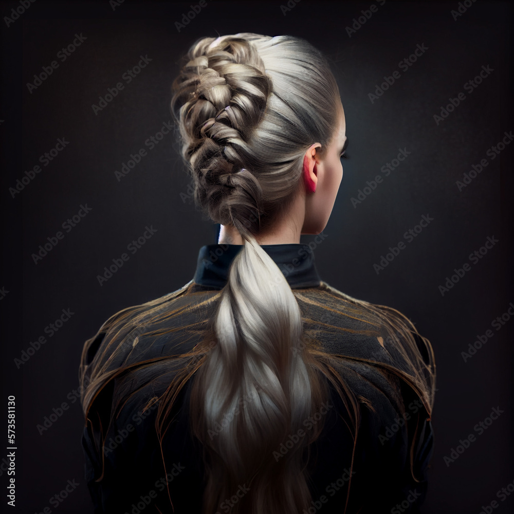 Beautiful woman hairstyle, back view. Stock Illustration | Adobe Stock