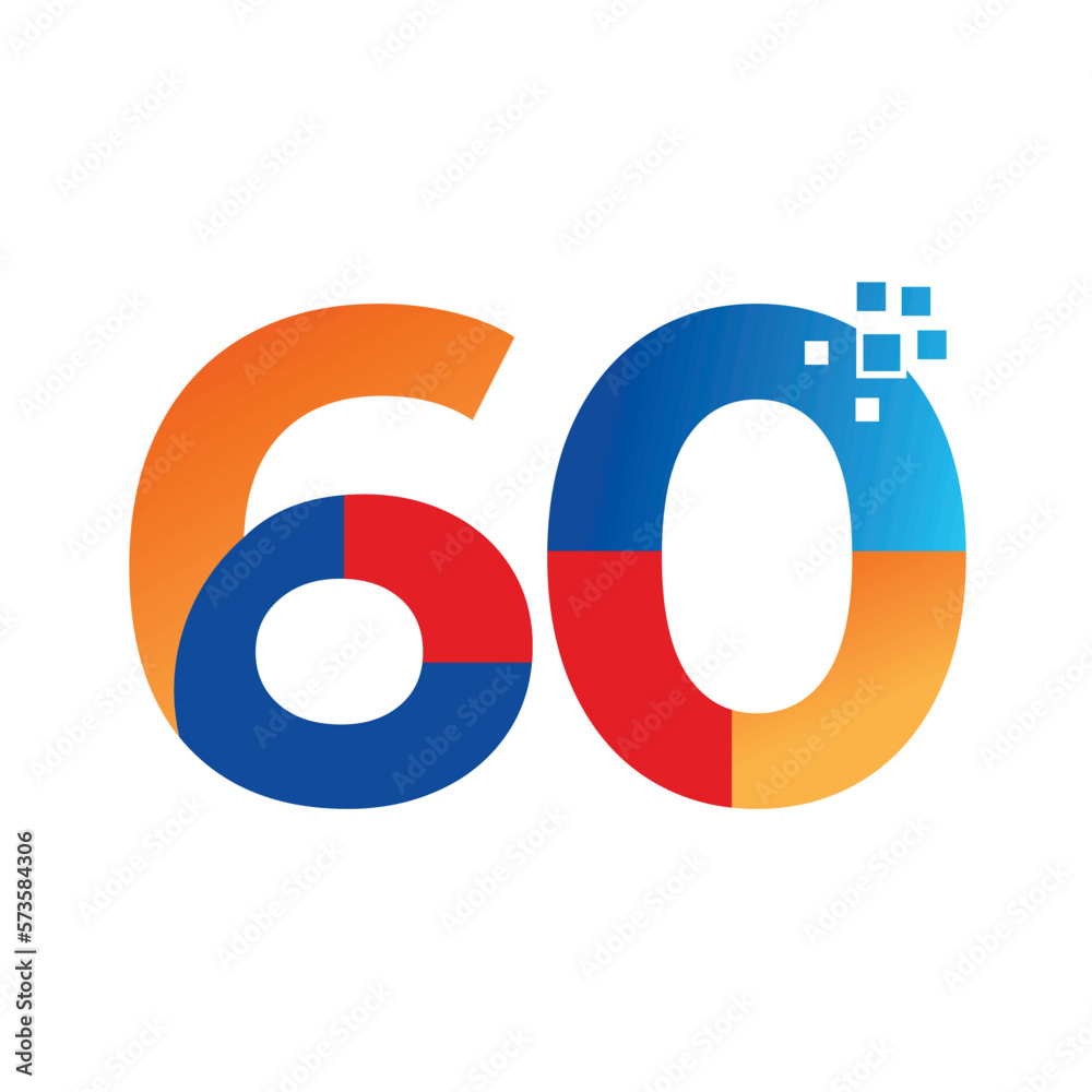 60th year anniversary celebration logo design Stock Vector | Adobe Stock