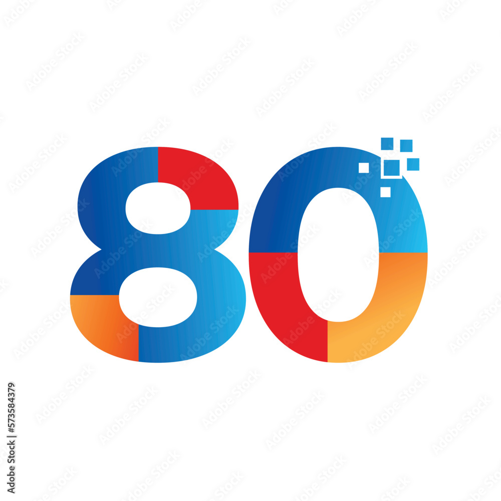 80th year anniversary celebration logo design Stock Vector | Adobe Stock