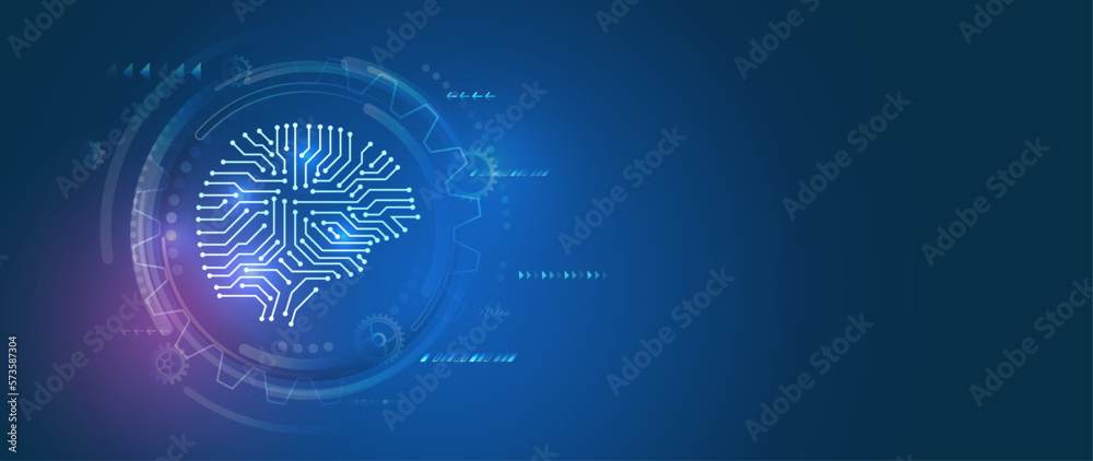 Digital brain, vector software digital code. The abstract face of ...