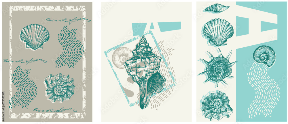 Vector design sea for creative purposes. Poster template with abstract ...