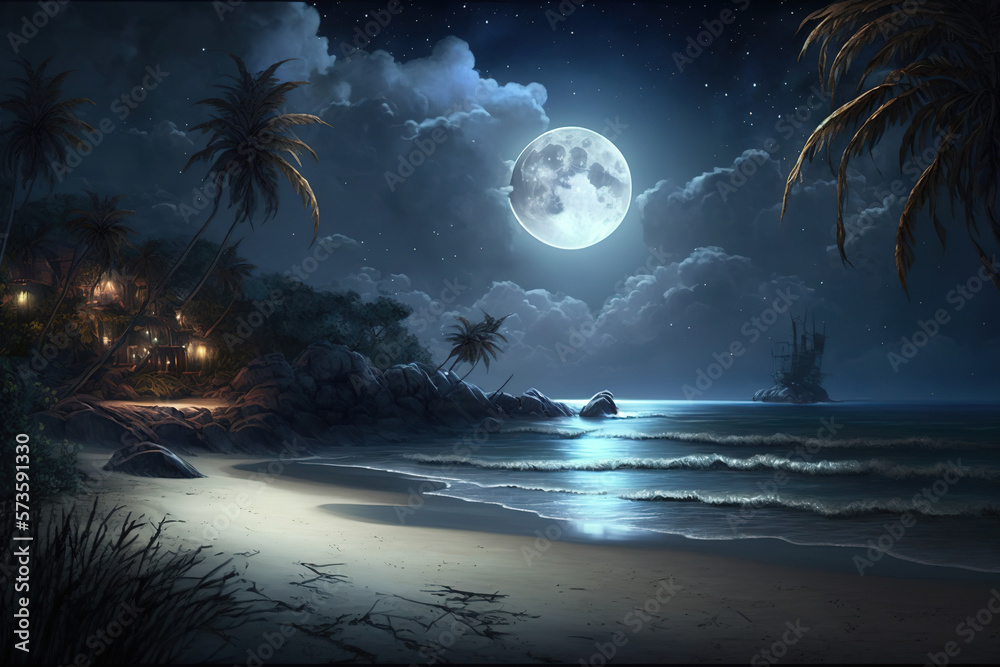 Moonlight Beach Background