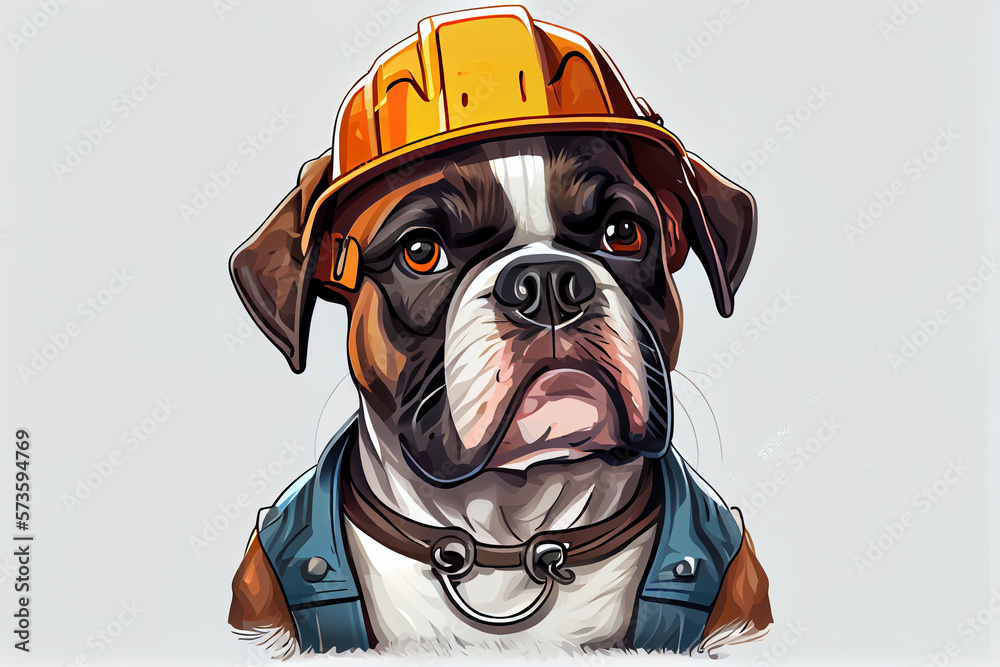 Portrait of a dog in a construction helmet. AI generated Stock ...