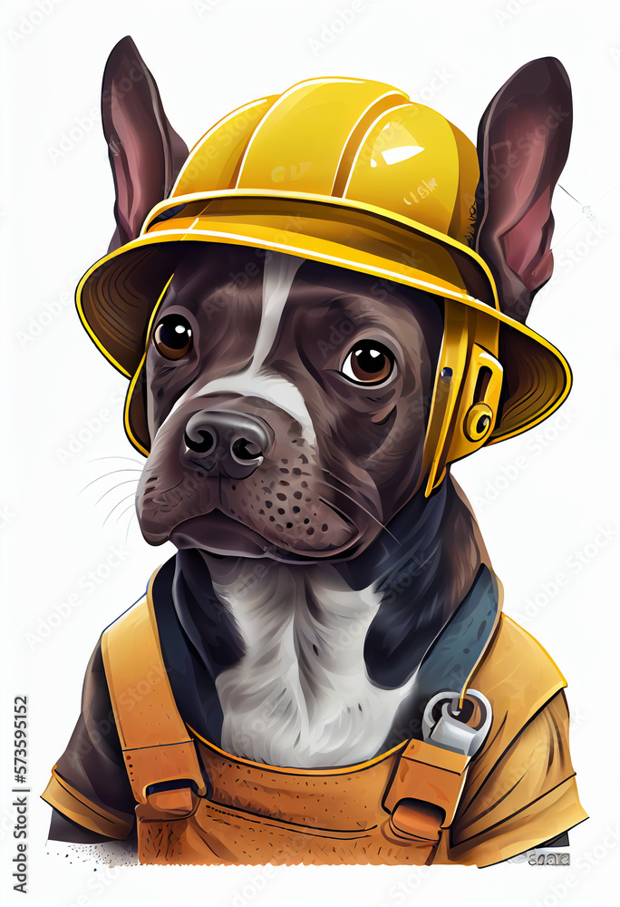 Portrait of a dog in a construction helmet. AI generated Stock ...