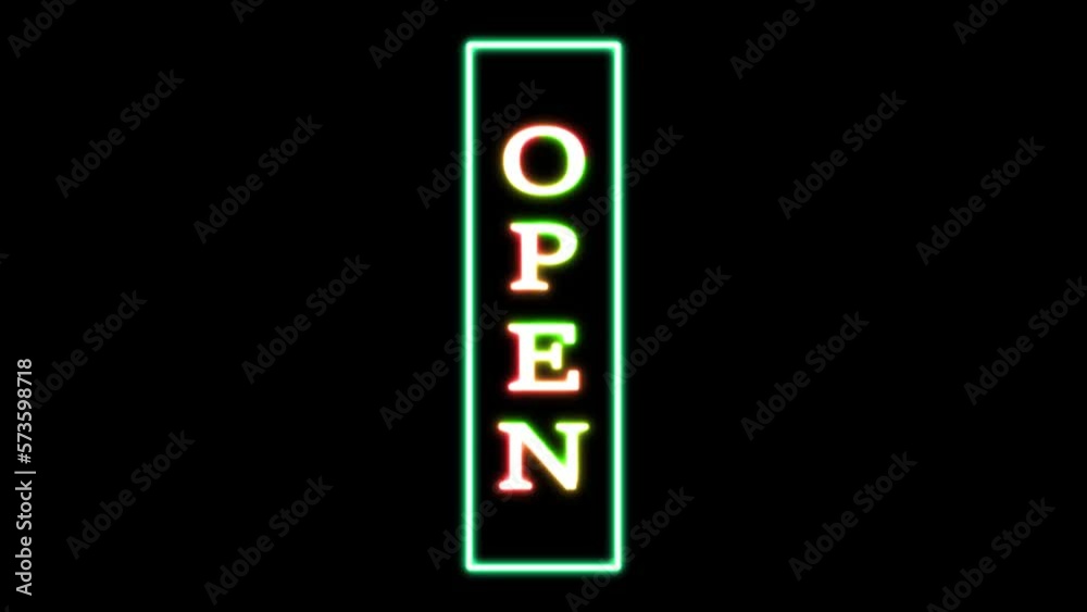 Neon letter open text animation .yellow and pink color glowing and ...