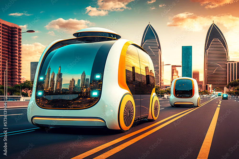route of robot taxi along highways and streets autonomous city ...