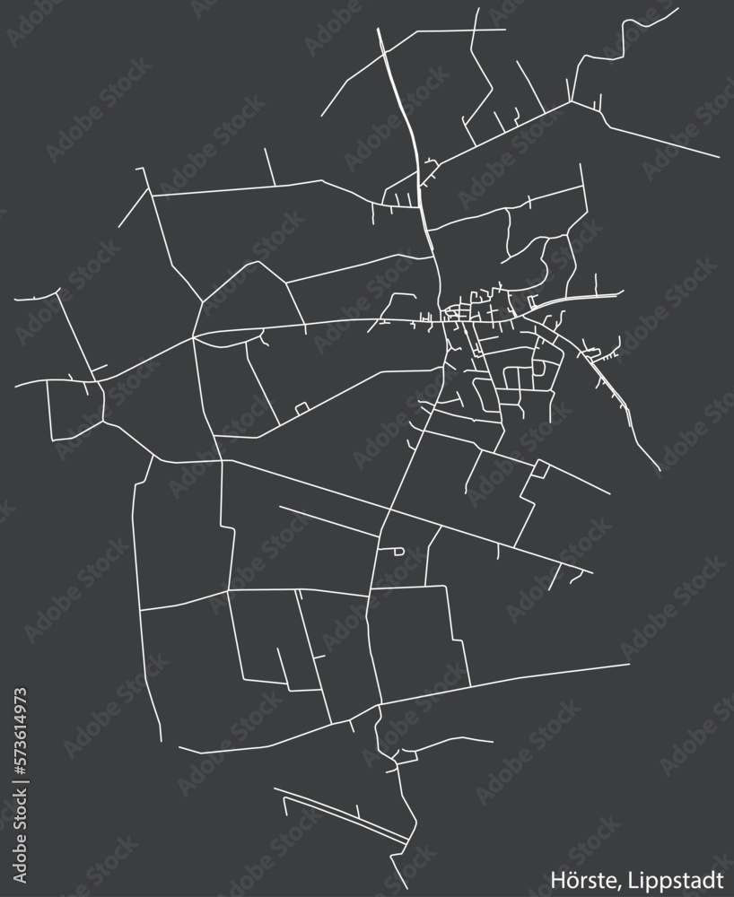 Detailed hand-drawn navigational urban street roads map of the HÖRSTE ...