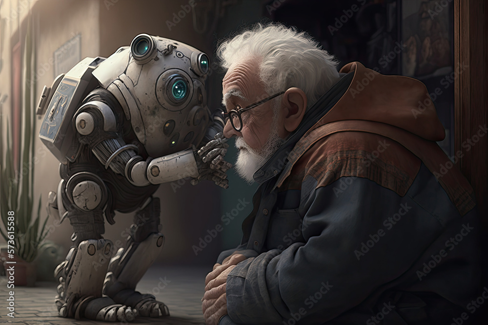 Retro robot, cyborg, android, caregiver, police, soldier, to care for ...