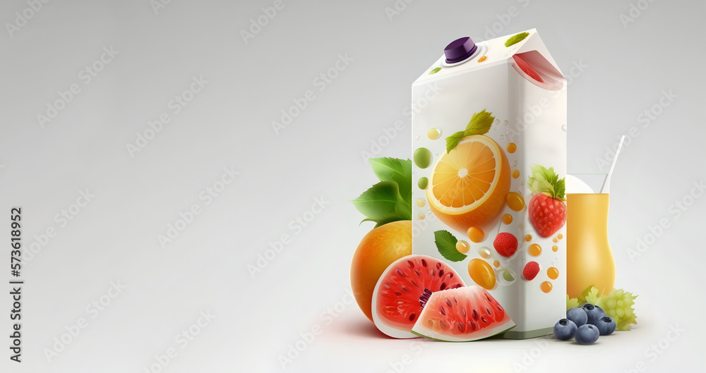 Colorful juice pack. Pack template. Advertising background with ...